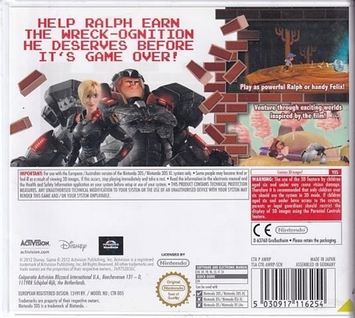 150,- Disney Wreck-It Ralph - Nintendo 3DS Spil - (Genbrug)