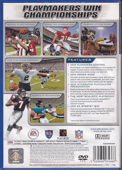 25,- Madden NFL 2004 - PS2 (B Grade) (Genbrug)
