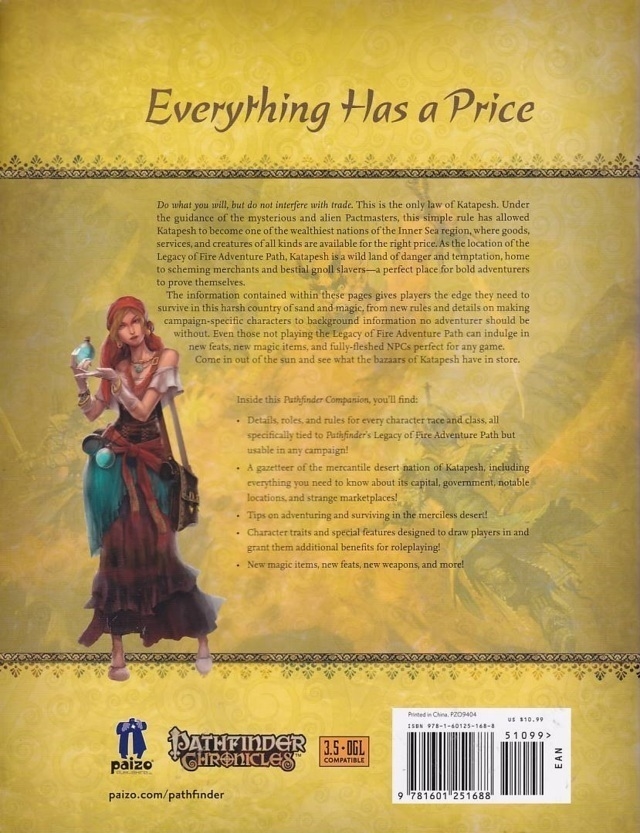 250 ,- Legacy of Fire: Player's Guide (Genbrug)