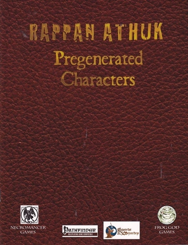 75,- Pathfinder - Rappan Athuk - Pregenerated Characters (Genbrug)