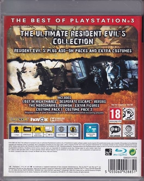 150,- Resident Evil 5 Gold Edition - Essentials - PS3 (Genbrug)